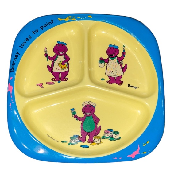 Selandia | Dining | Barney Loves To Paint Slotted Kids Plate | Poshmark